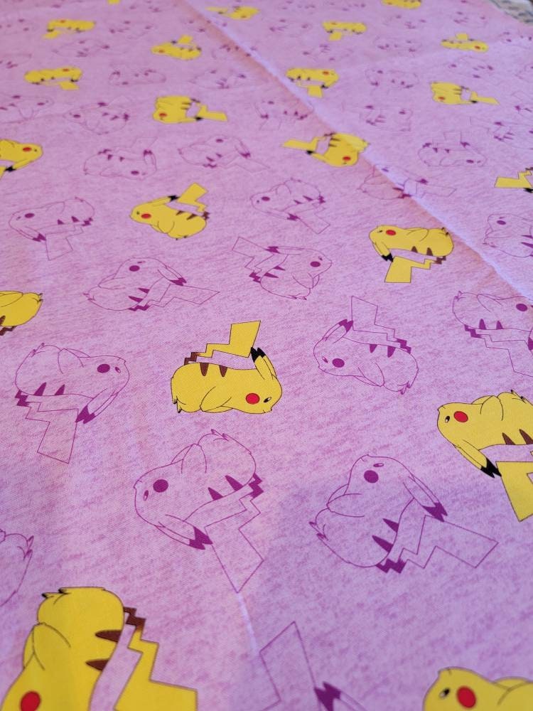 Pikachu on Purple Cotton Fabric, Pokemon Fabric, Cotton Quilting Fabric ...