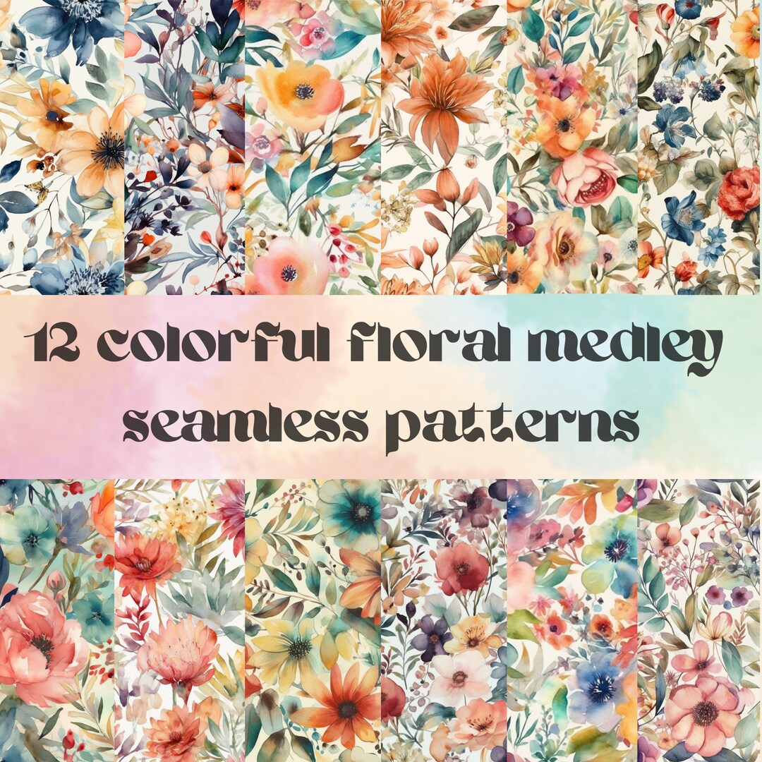 Vibrant Watercolor Floral Medley Digital Paper Collection 12 - Etsy