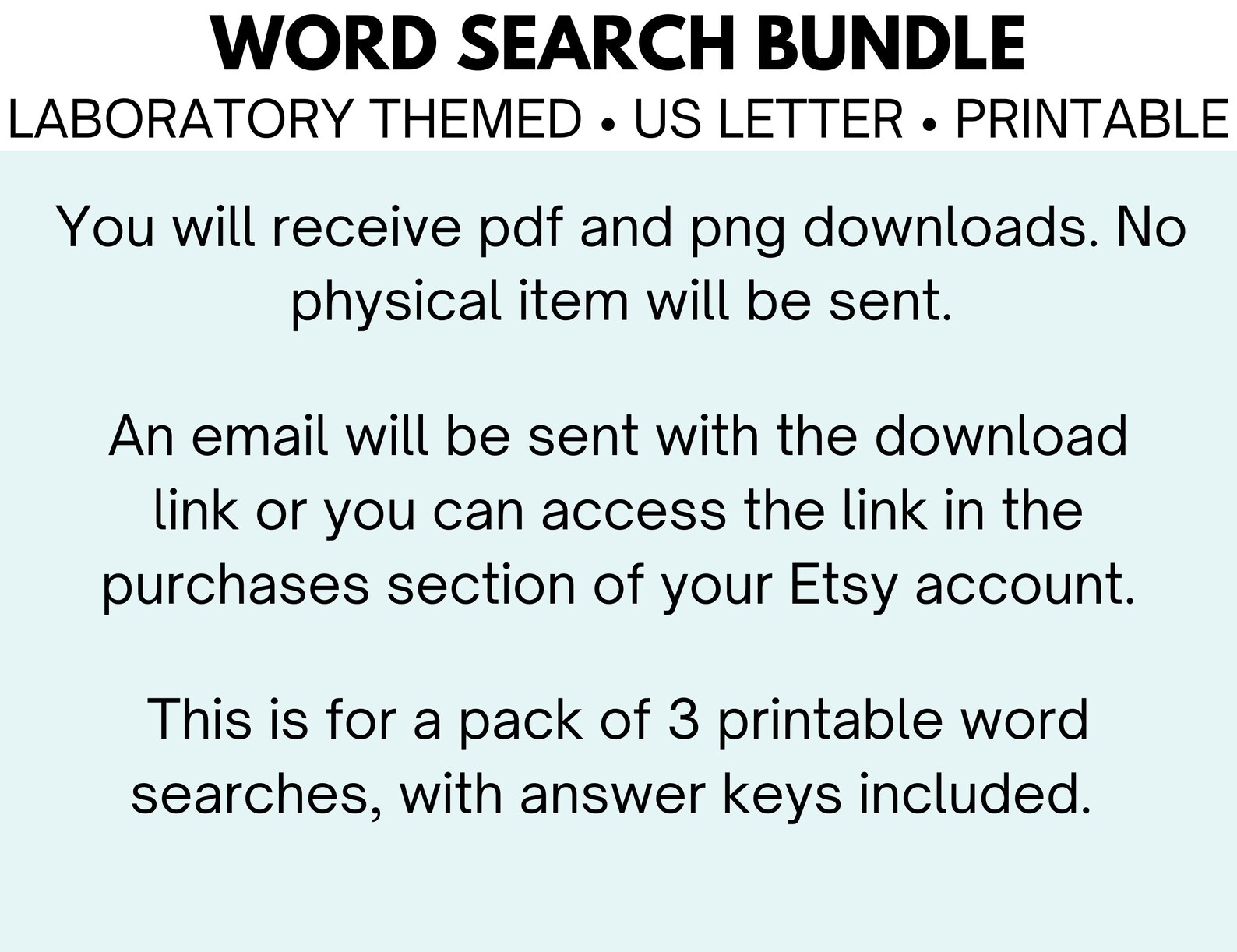 Laboratory Themed Word Search Bundle, 3 Unique Puzzles, Science Themed ...