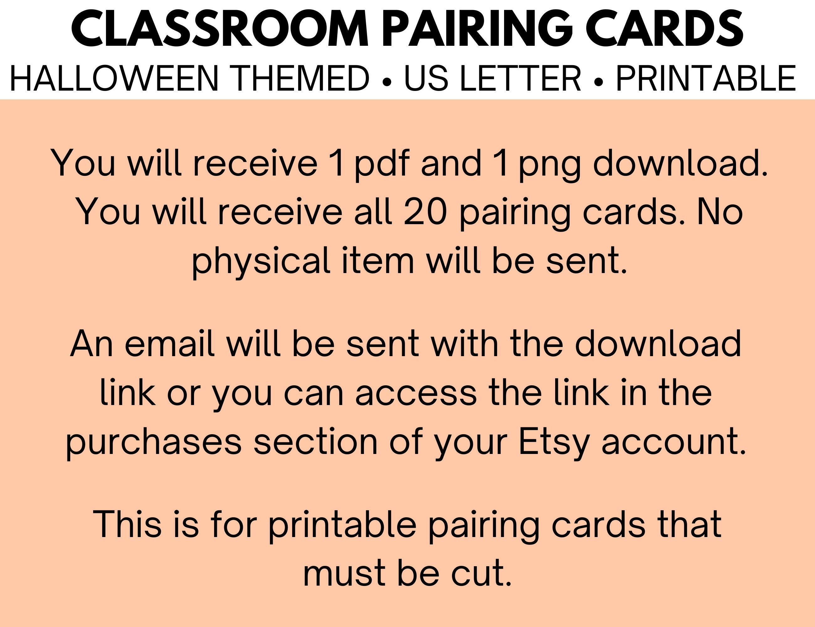 Classroom Partner Pairing Cards – Halloween Themed, Classroom ...
