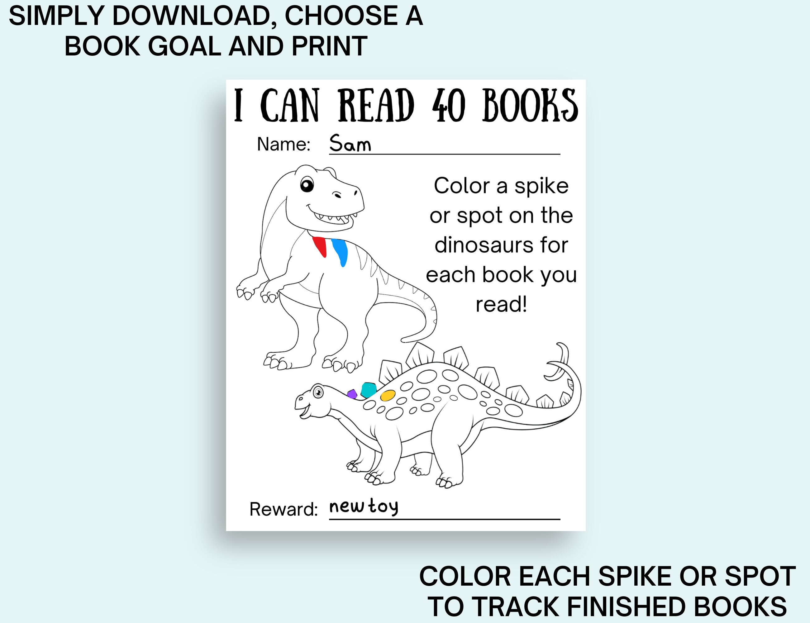 Dinosaur Reading Log, Kids Book Tracker, Reading Challenge (digital ...