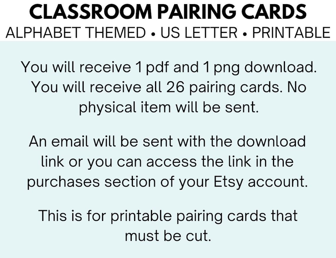 Classroom Partner Pairing Cards Alphabet Themed, Letters, Classroom ...