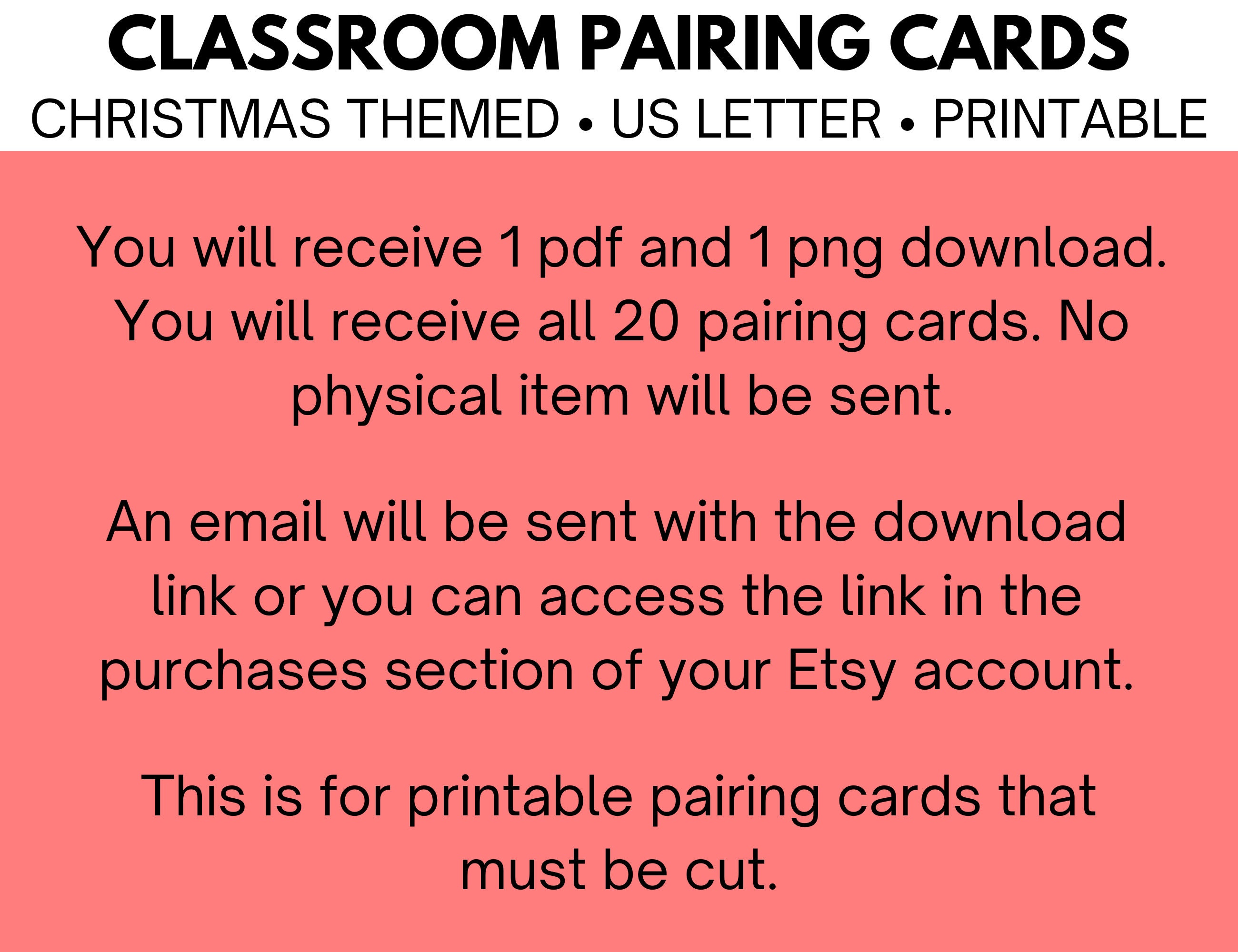 Classroom Partner Pairing Cards – Christmas Themed, Classroom ...