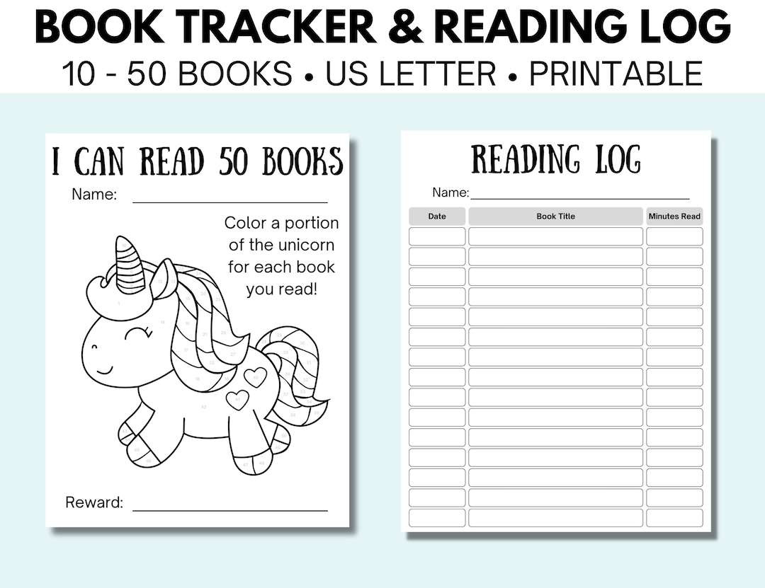 Unicorn Reading Log, Kids Book Tracker, Reading Challenge (digital ...