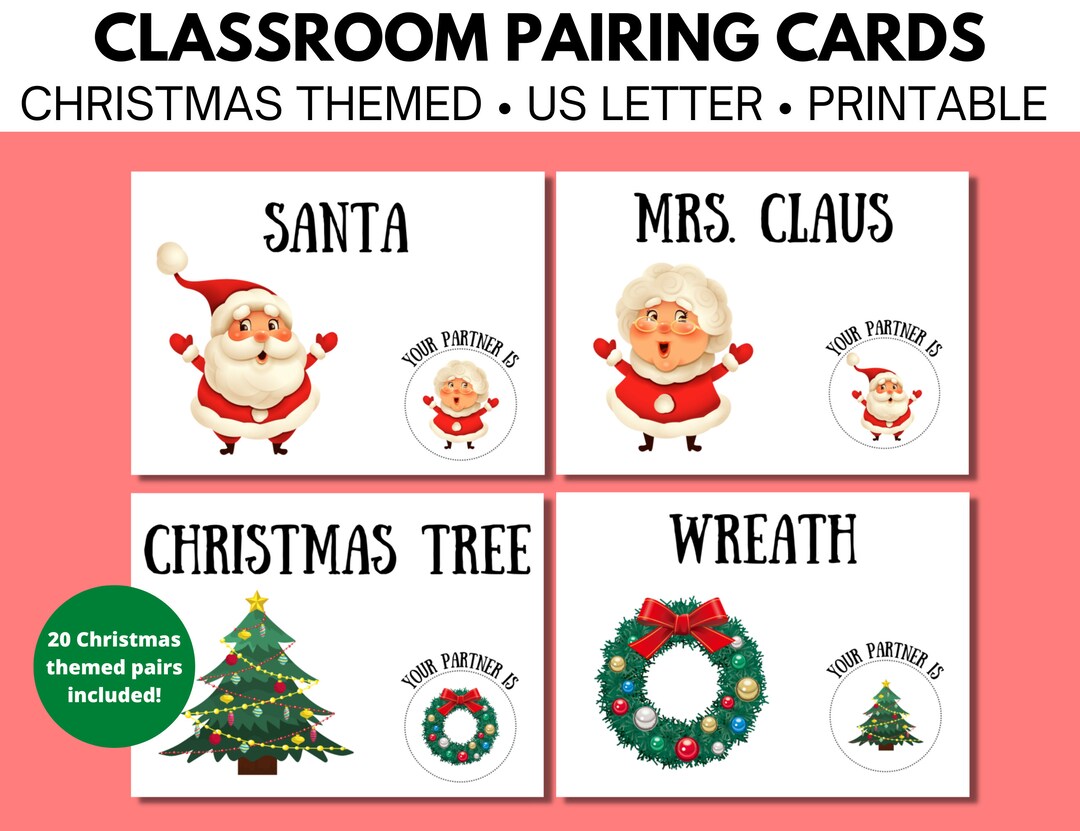 Classroom Partner Pairing Cards – Christmas Themed, Classroom ...