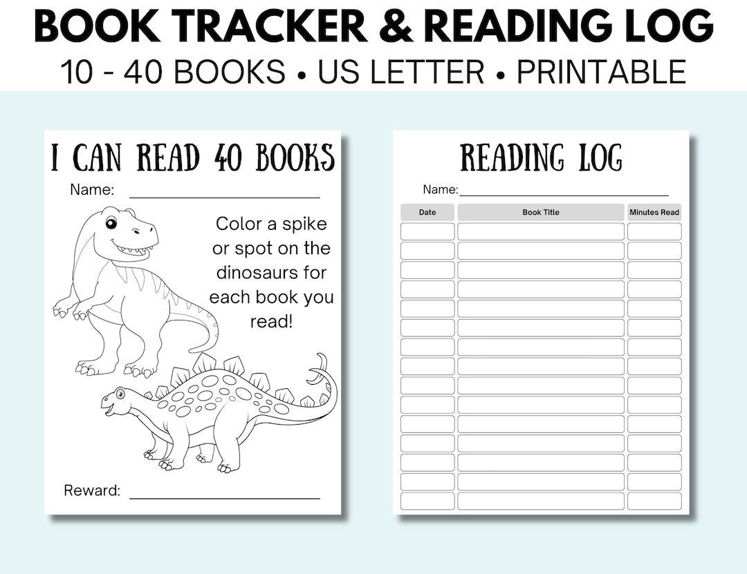 Dinosaur Reading Log, Kids Book Tracker, Reading Challenge (digital ...