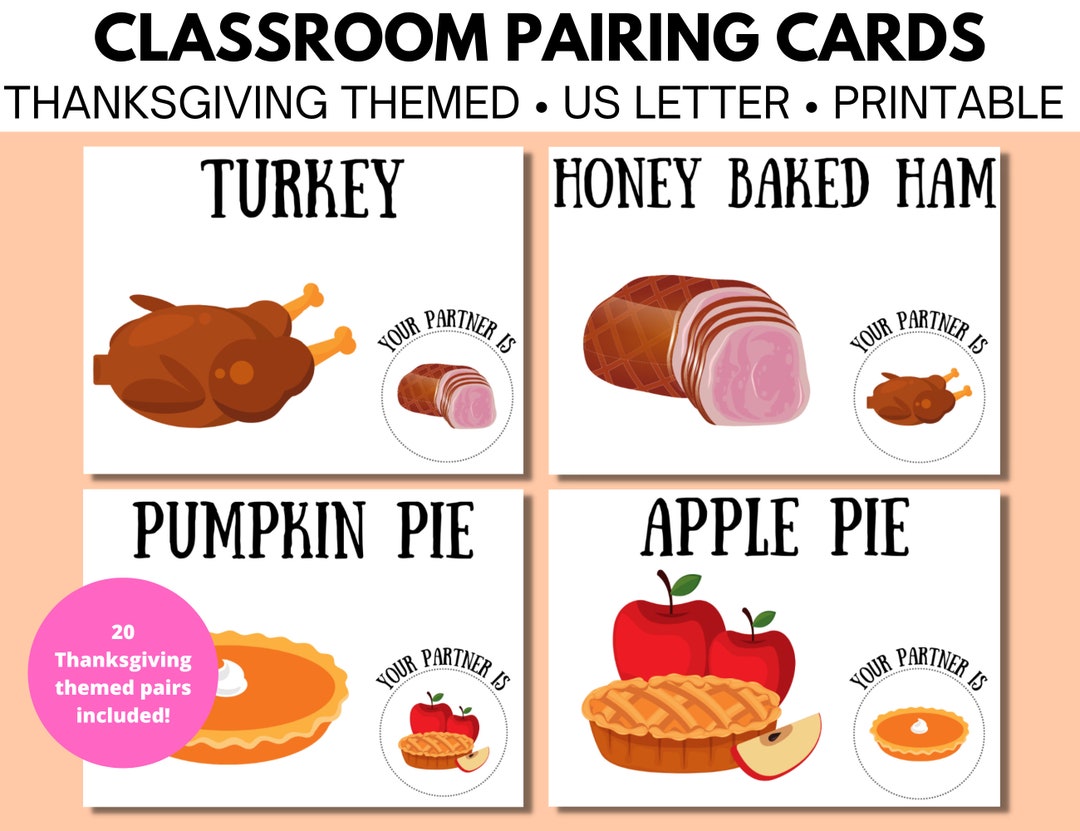 Classroom Partner Pairing Cards – Thanksgiving Themed, Classroom ...