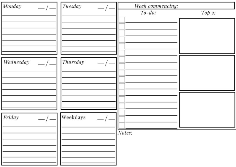Weekly Schedule Planner, Printable Weekly Planner, Desk Planner ...