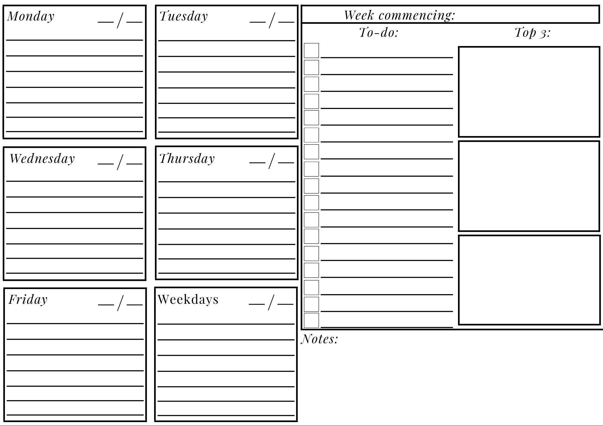 Weekly Schedule Planner, Printable Weekly Planner, Desk Planner ...