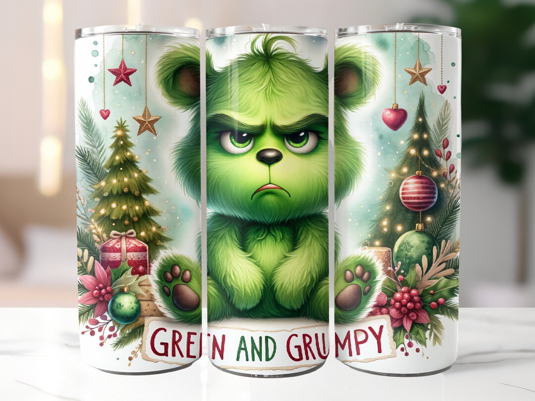 Grumpy Christmas Teddy Bear 20 Oz Skinny Tumbler Sublimation Design ...