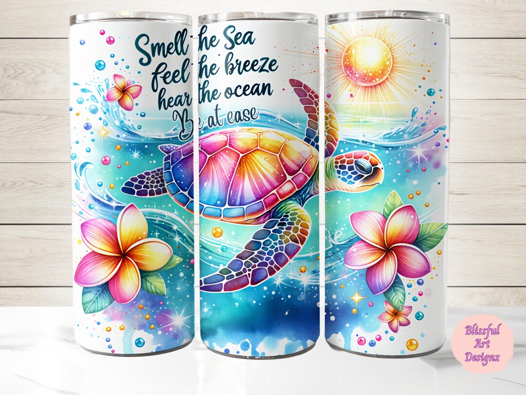 Sea Turtle 20 Oz Skinny Tumbler Sublimation Design, Positive ...