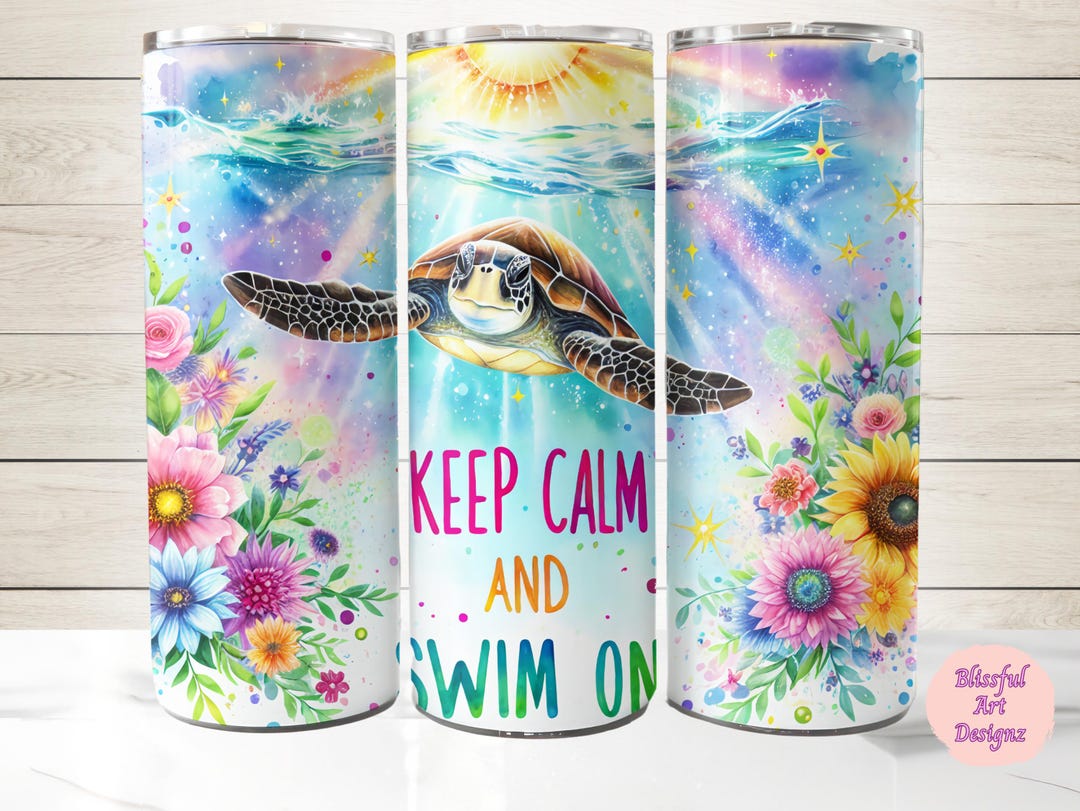Sea Turtle 20 Oz Skinny Tumbler Sublimation Design, Positive ...