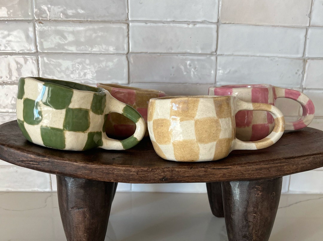 Aesthetic Handmade Checkered Mug - Etsy