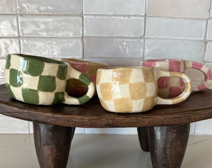 Aesthetic Handmade Checkered Mug - Etsy