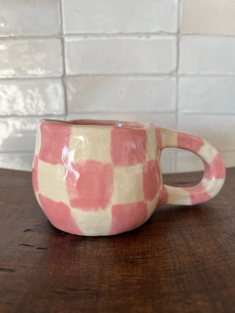 Aesthetic Handmade Checkered Mug - Etsy
