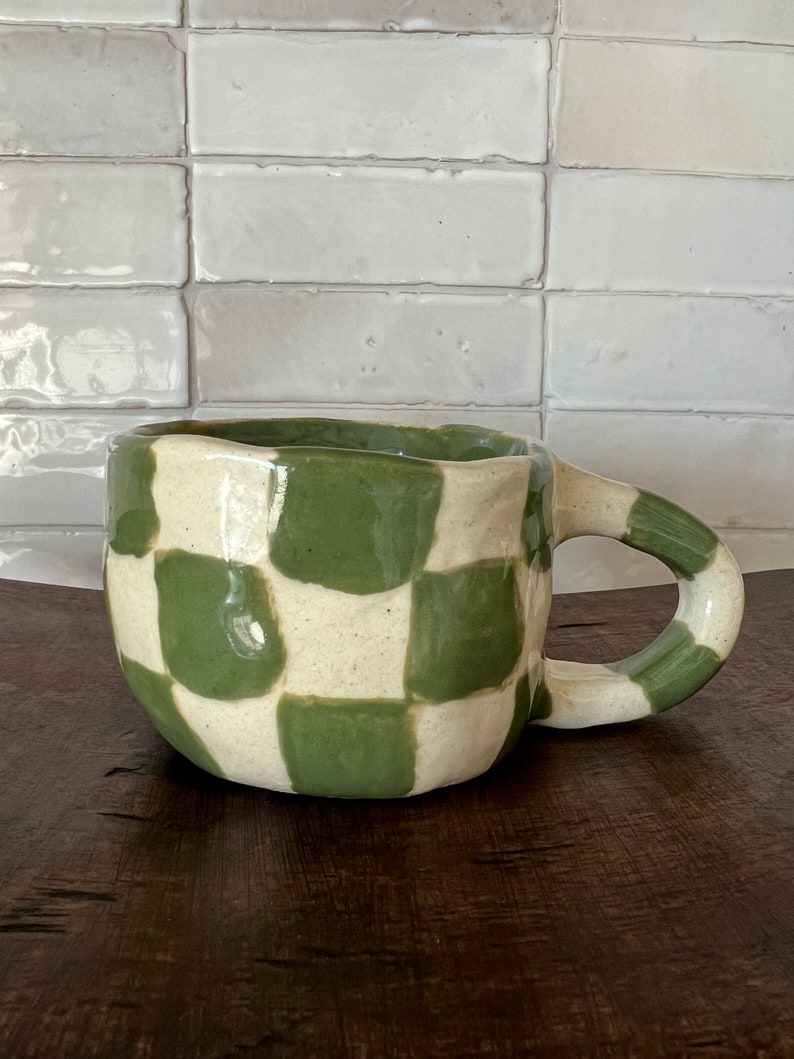 Aesthetic Handmade Checkered Mug - Etsy