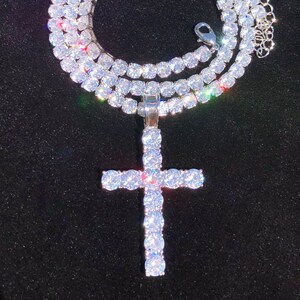 Iced Out Cross Pendant 1.5 Height 14k Gold Plated - Etsy