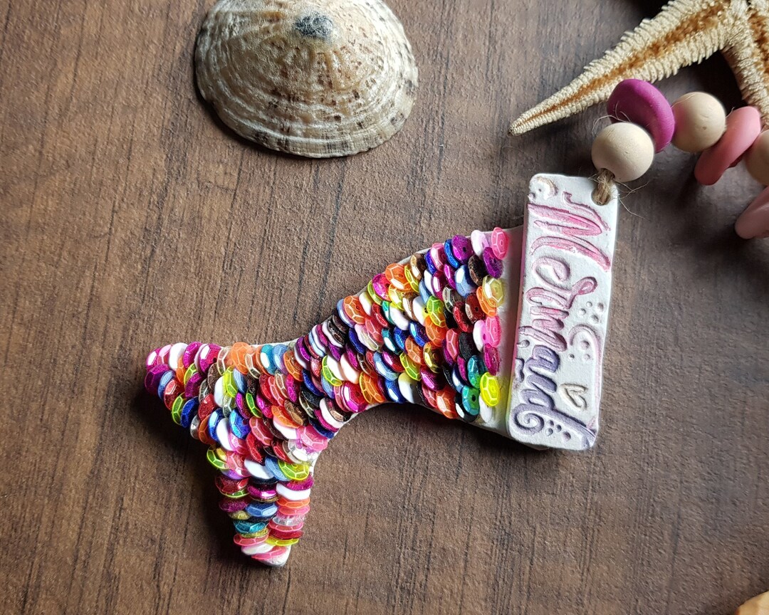 Sequin Mermaid Tail Diffuser: Handmade Clay Ocean Decor - Etsy