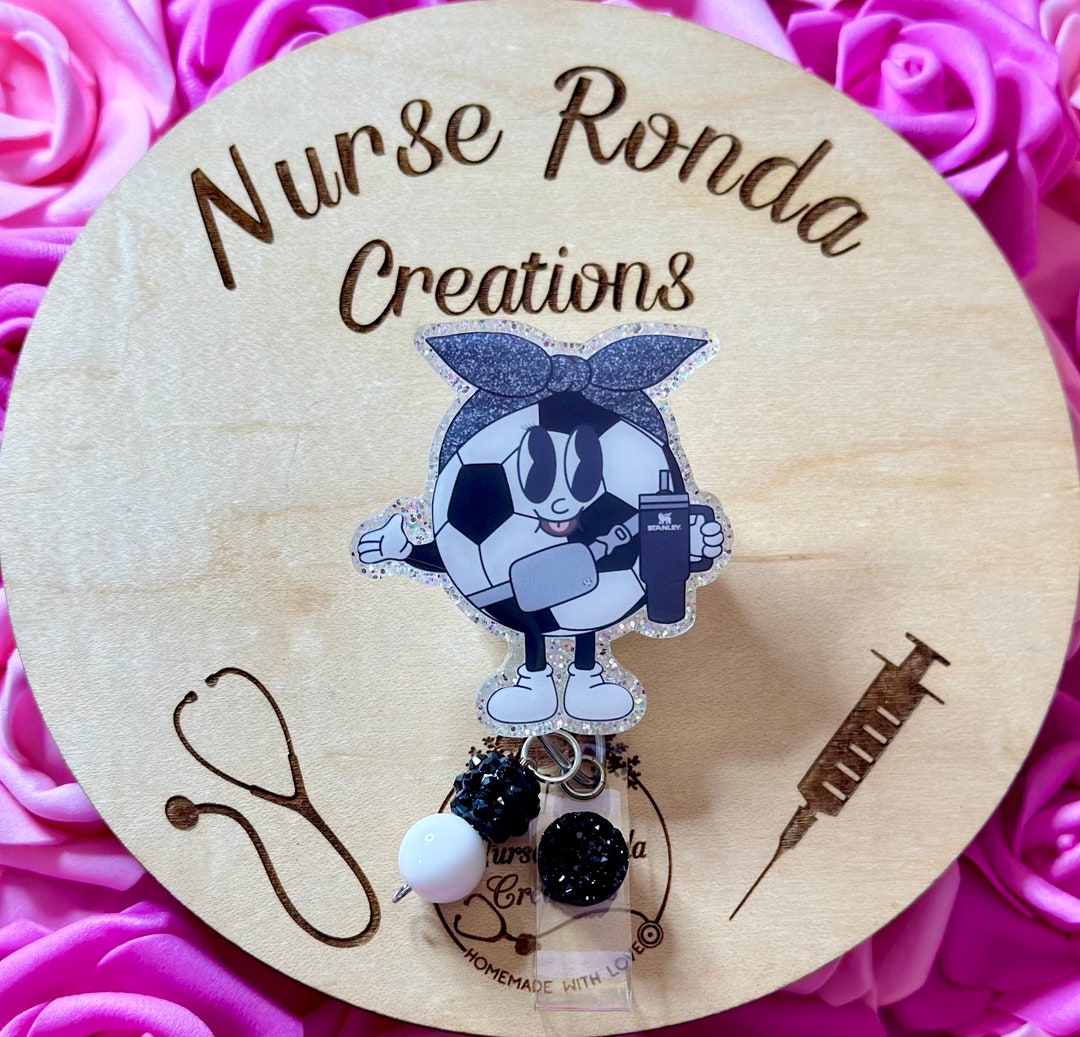 Boujee Soccer Ball Badge Reel, Badge Holder, Soccer Mom Badge Reel ...