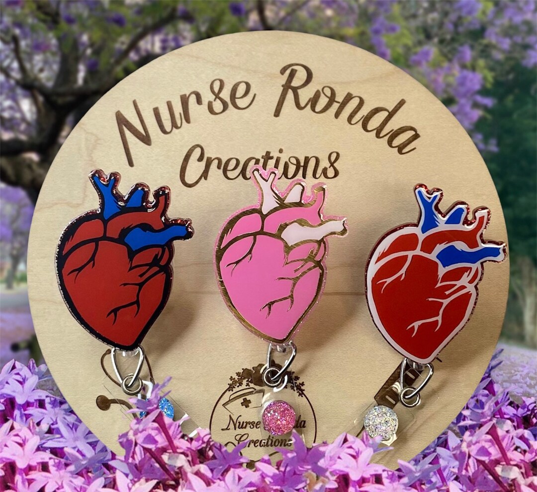 Anatomical Heart Badge Reel, Cardiology, Cardiac Healthcare Worker ...