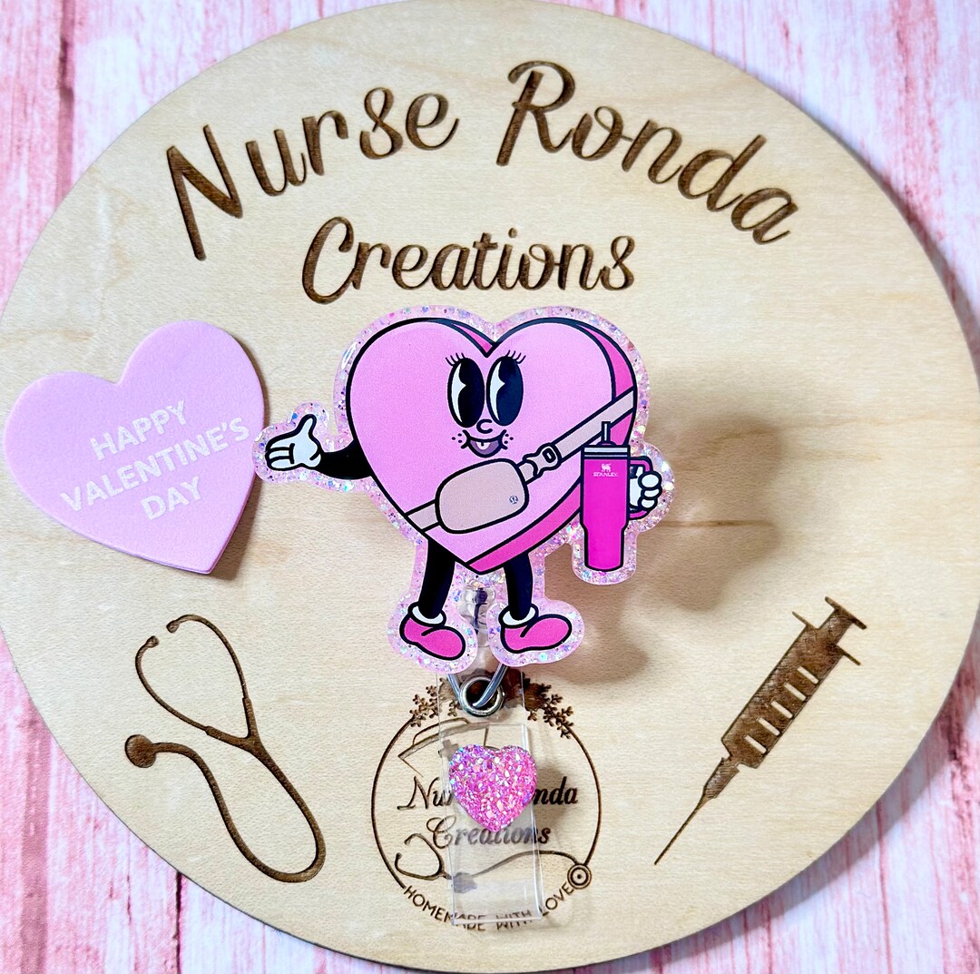 Valentine Badge Reel, Heart Badge Reel, Medical, Gift, Valentines Day ...
