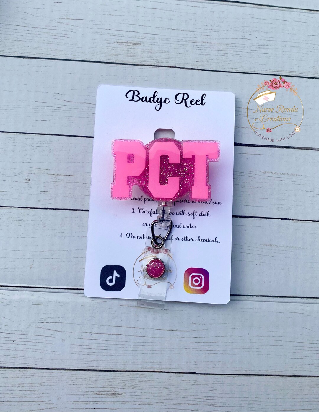 PCT Badge Reel, Employee Gift, PCT Life, Glitter Badge Reel, Patient ...