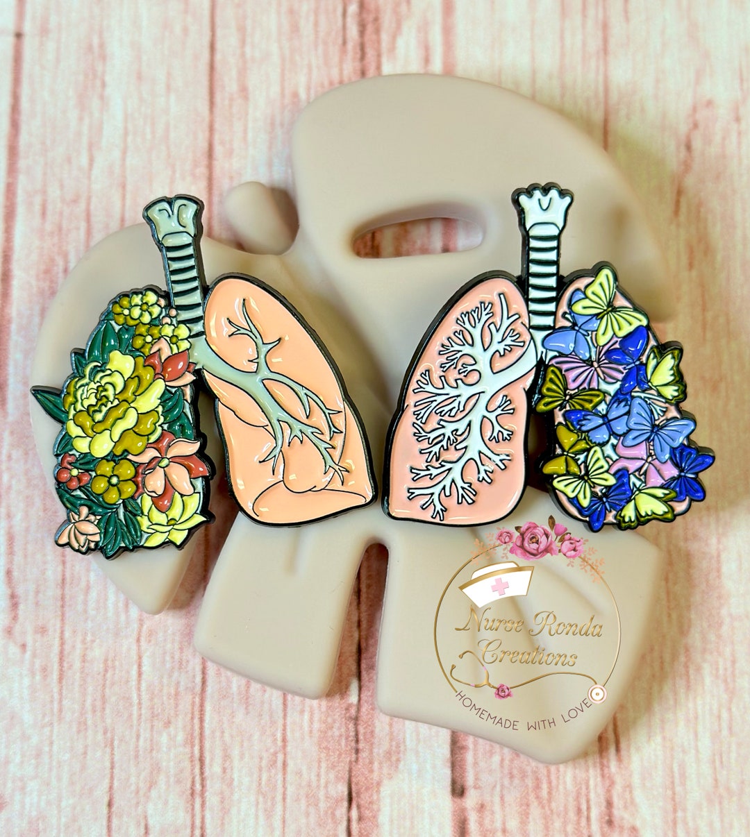 Lung Pin, Enamel Pin, Respiratory Therapist, Respiratory Nurse, Medical Gift, Cute Pin, Floral ...