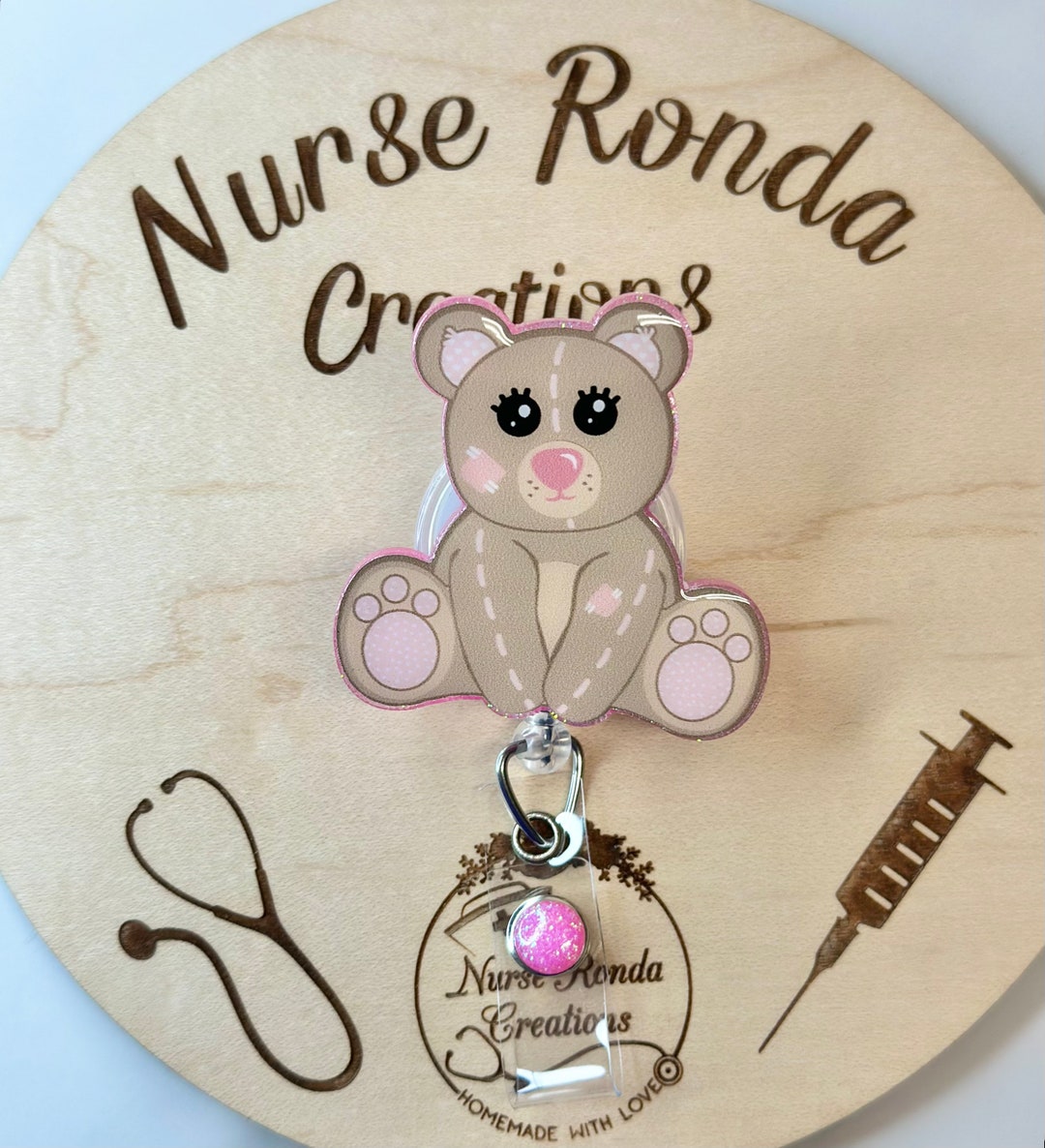 Teddy Bear Badge Reel, Cute Teddy Bear Badge, Sitting Teddy Bear, Bear ...