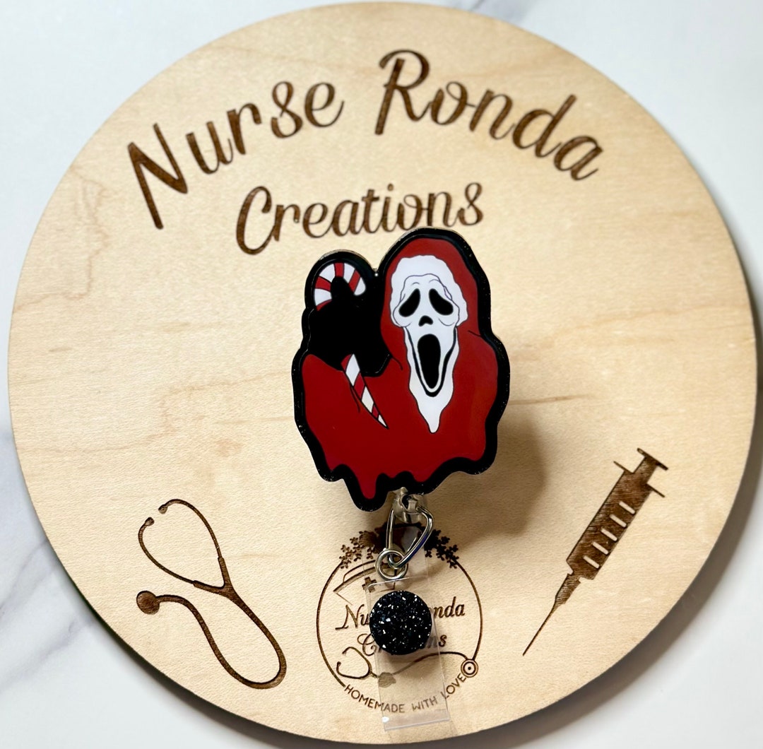 Scary Christmas Badge Ghost Face Badge Scary spooky - Etsy