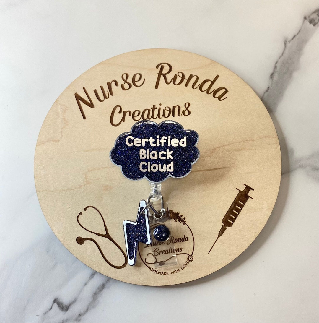 Certified Black Cloud Badge Reel, Cloud Badge Reel, Thunder Bolt Badge ...