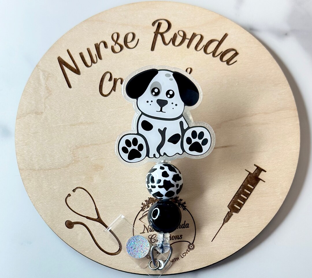 Sitting Dog Badge Reel, Cute Dog ID Badge Holder - Etsy