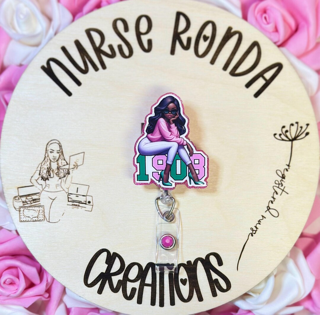 AKA Woman Badge, 1908 Badge Reel, Alpha Kappa Alpha Badge, Gift - Etsy