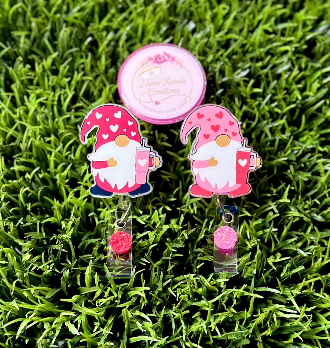 Valentines Gnome Badge Reel Gnome Badge Valentines Day - Etsy