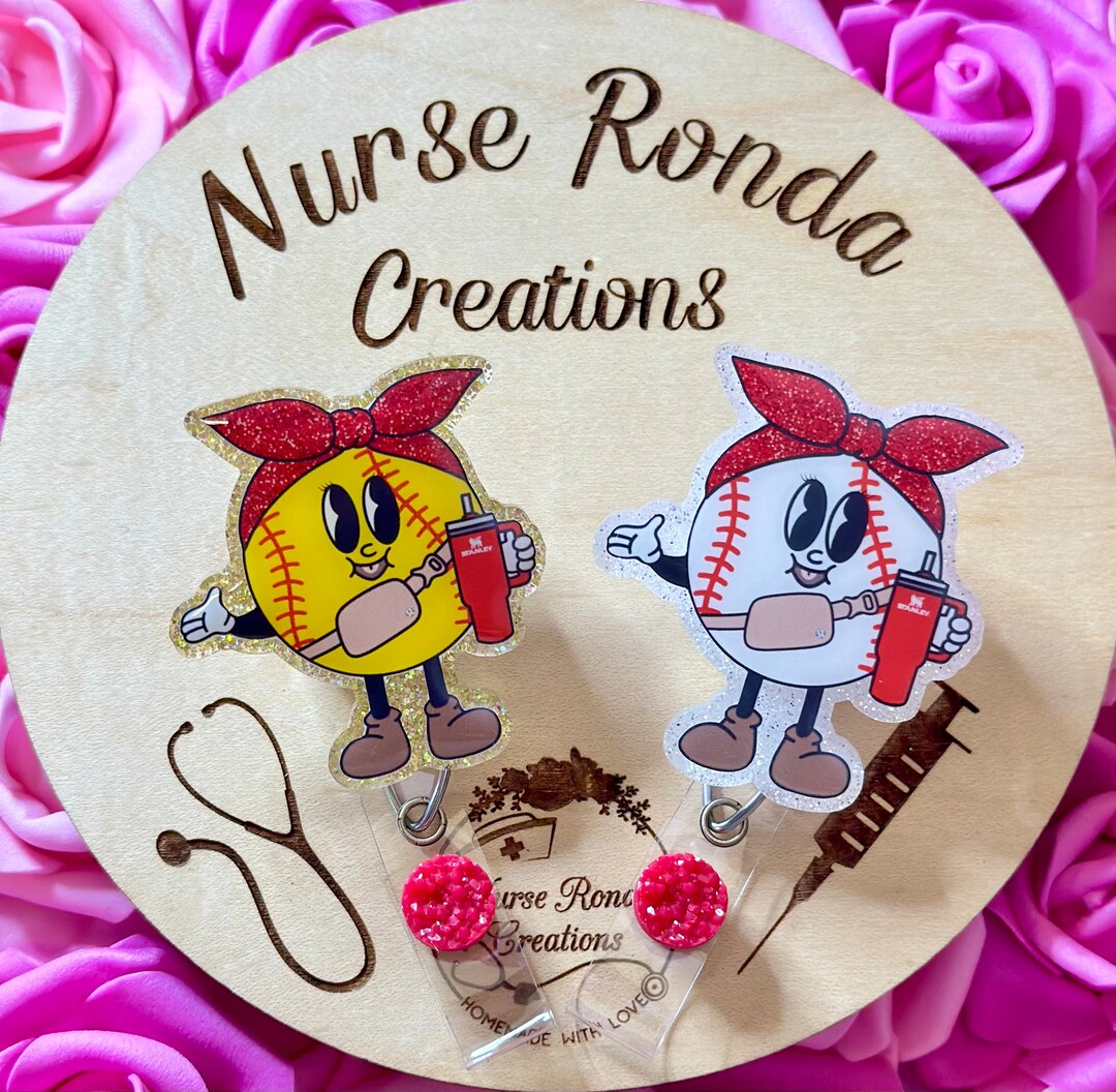 Baseball Badge Reel, Boujee Baseball Badge Reel, Ballpark, Badge Holder ...