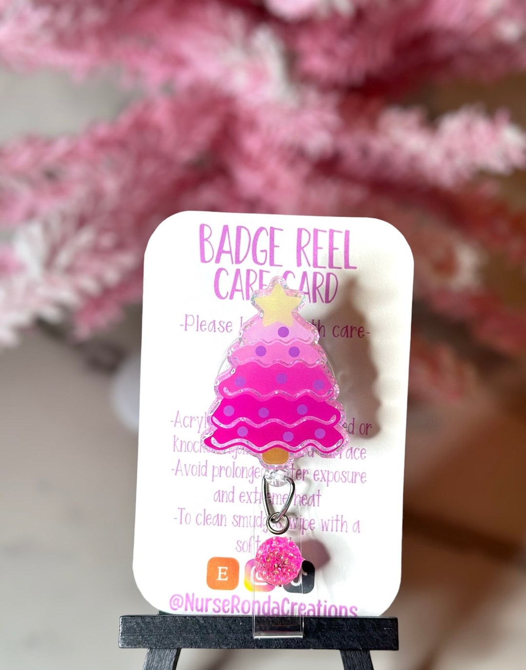 Pink Christmas Tree Badge Reel, Christmas Tree Snack Badge, Christmas ...