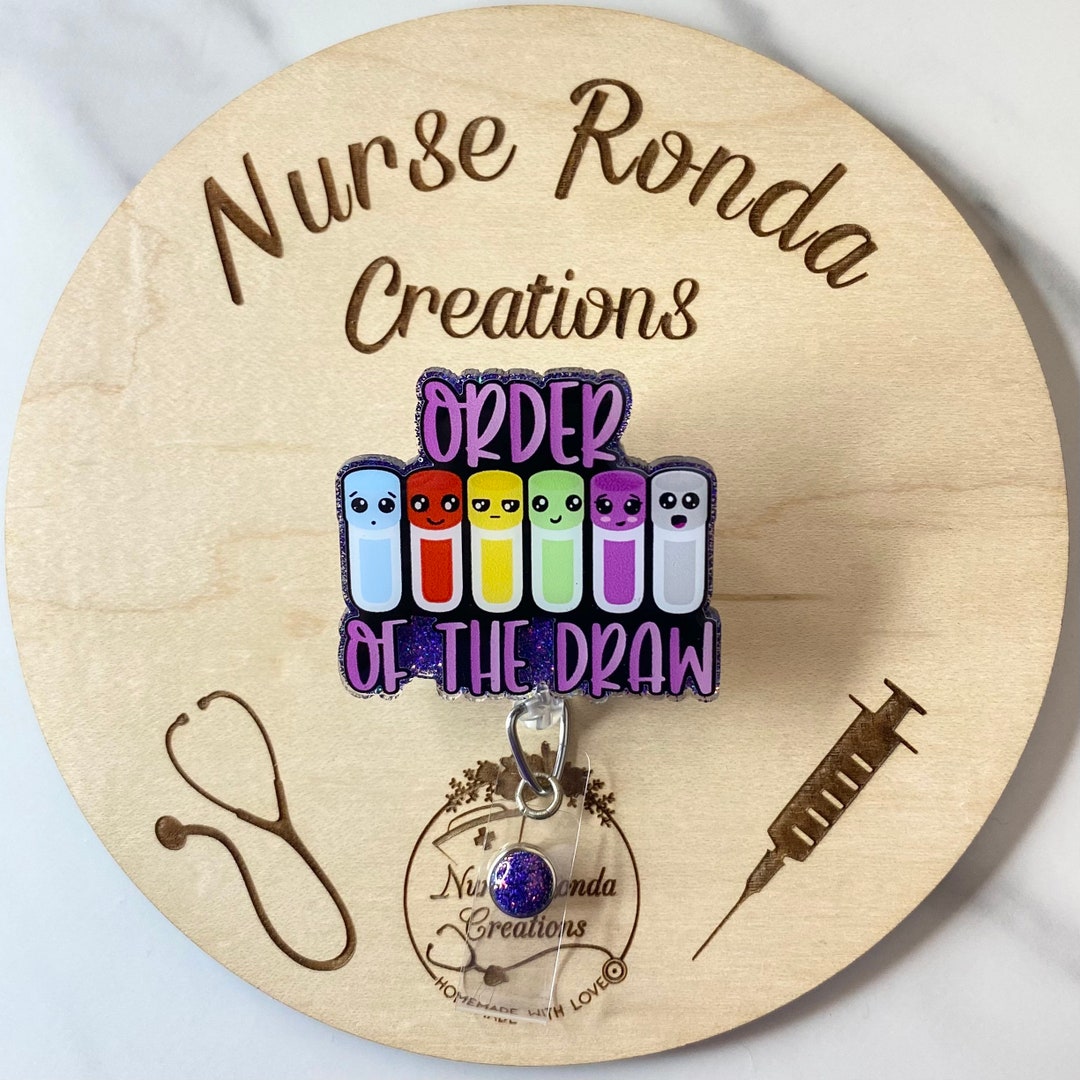 Order of Draw Badge Reel, Phlebotomist Badge Reel, Lab Technician ...