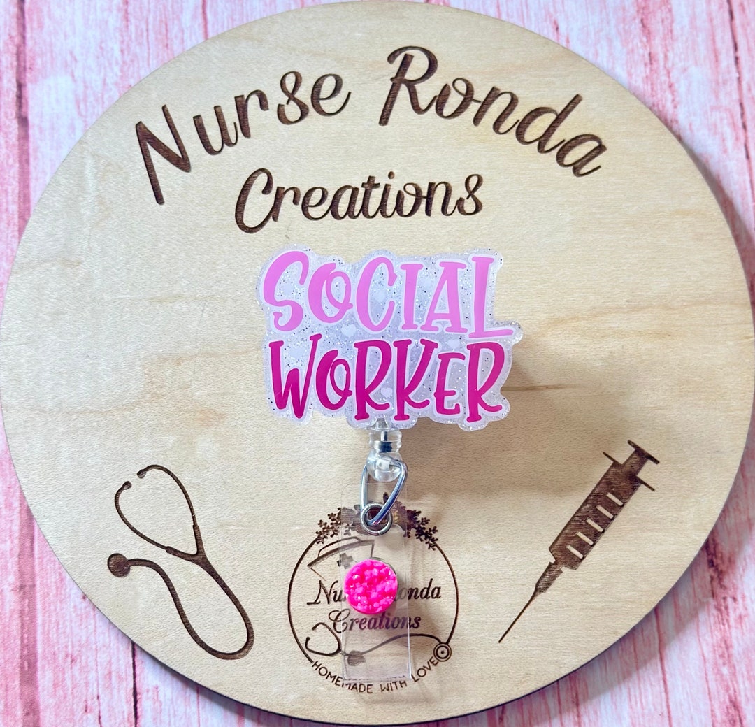 Social Worker Badge Reel, Social Work, Social Worker Gift, Custom Badge ...