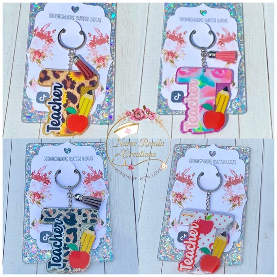 Teacher Monogram Keychain Teacher Gifts Teacher Accessories - Etsy