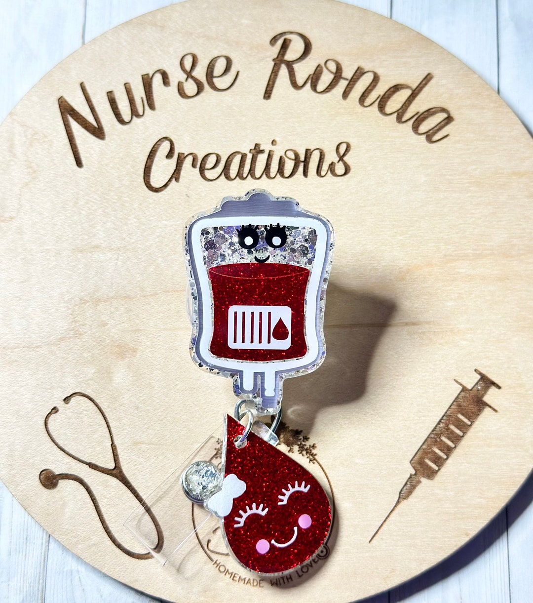 Blood Bag Badge Reel, Blood Transfusion, IV Bag, Medical, Gift ...