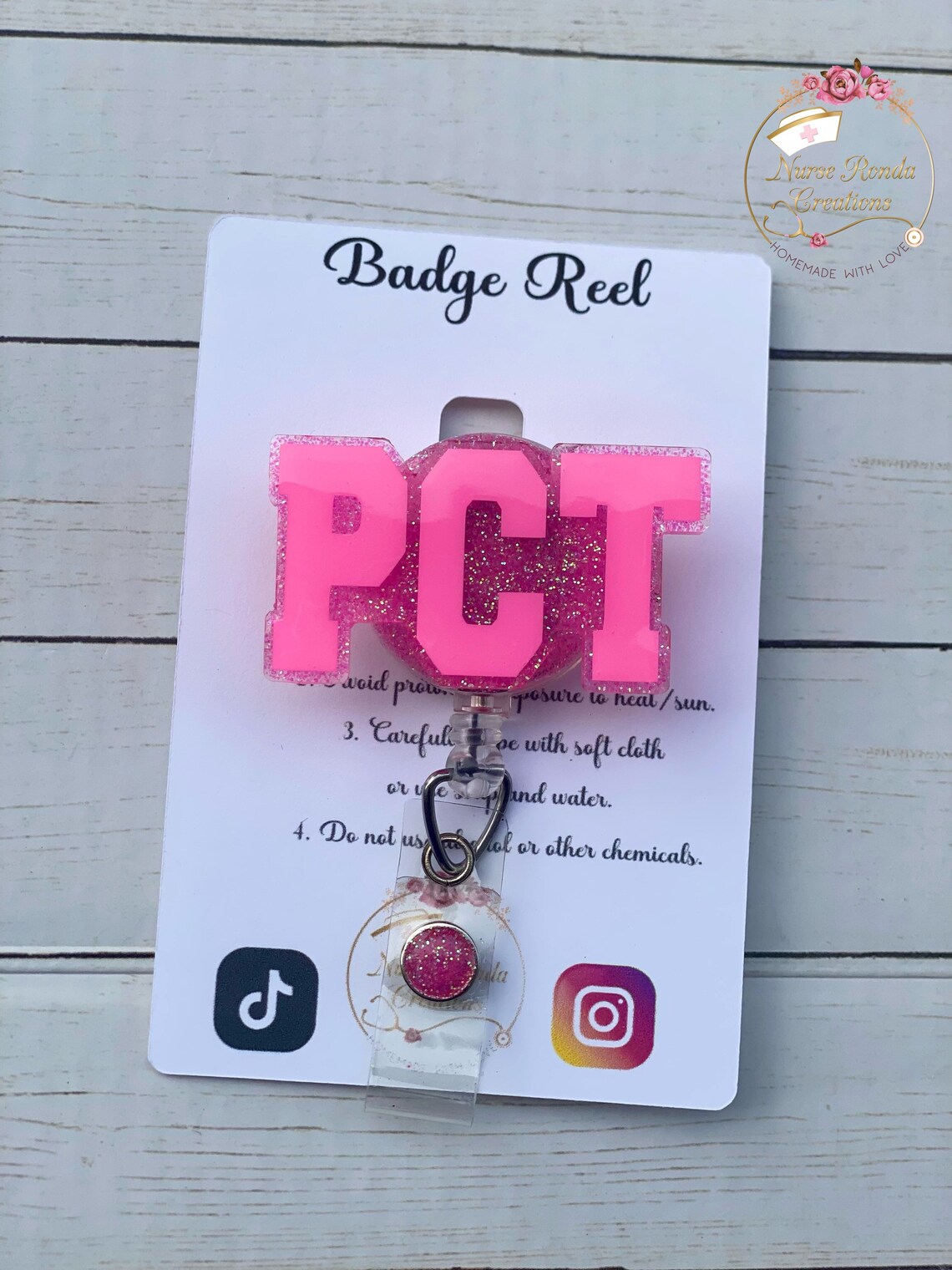 PCT Badge Reel, Employee Gift, PCT Life, Glitter Badge Reel, Patient ...