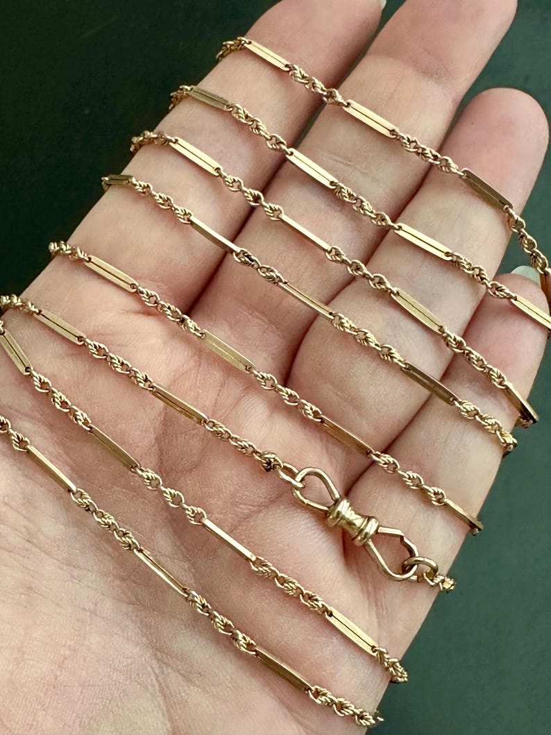 Antique Victorian 9ct Gold Long Guard Chain With Double Dog Clip, 57 ...