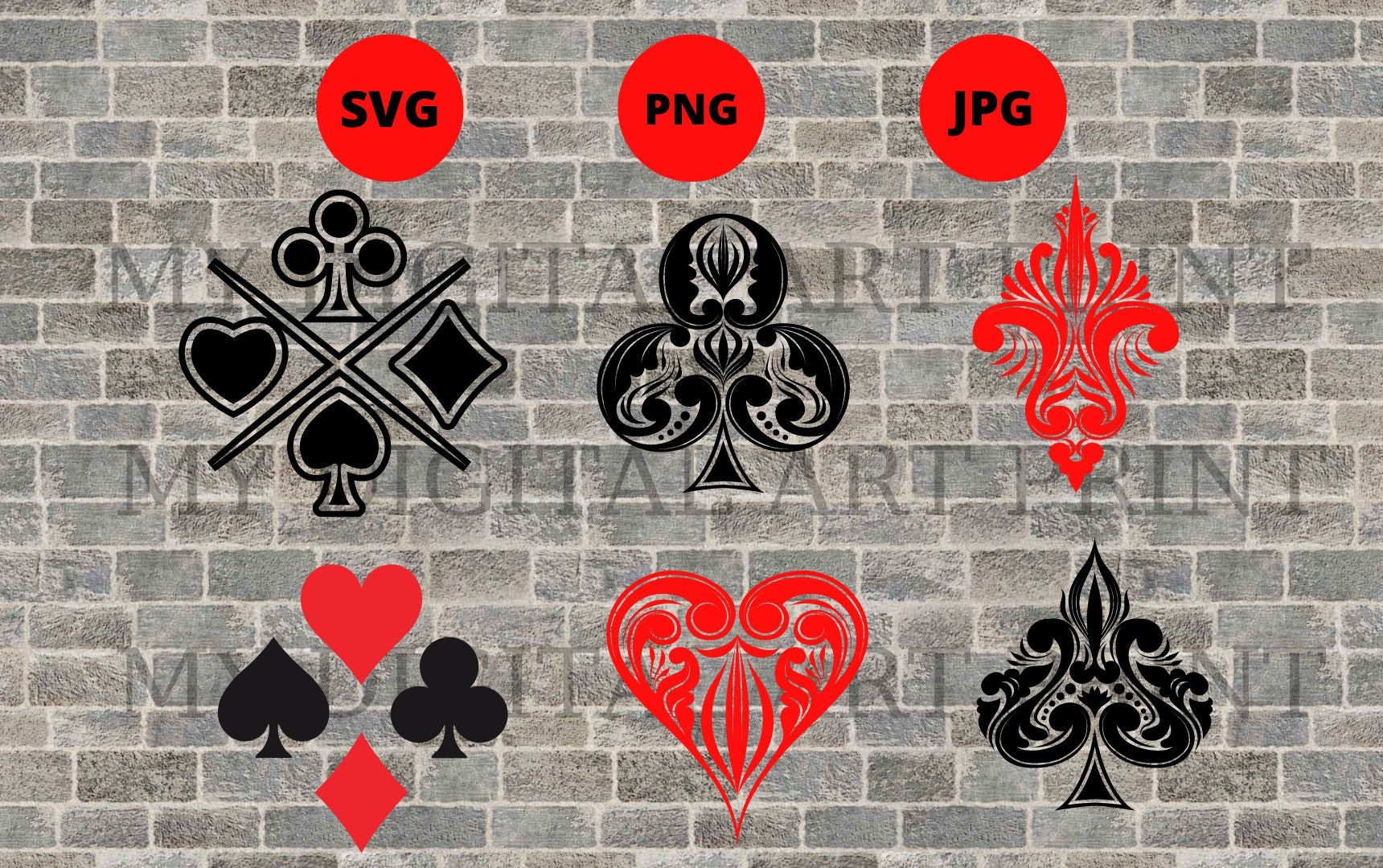 Playing Cards Suit Symbols Diamonds, Clubs, Hearts and Spades. Cut ...
