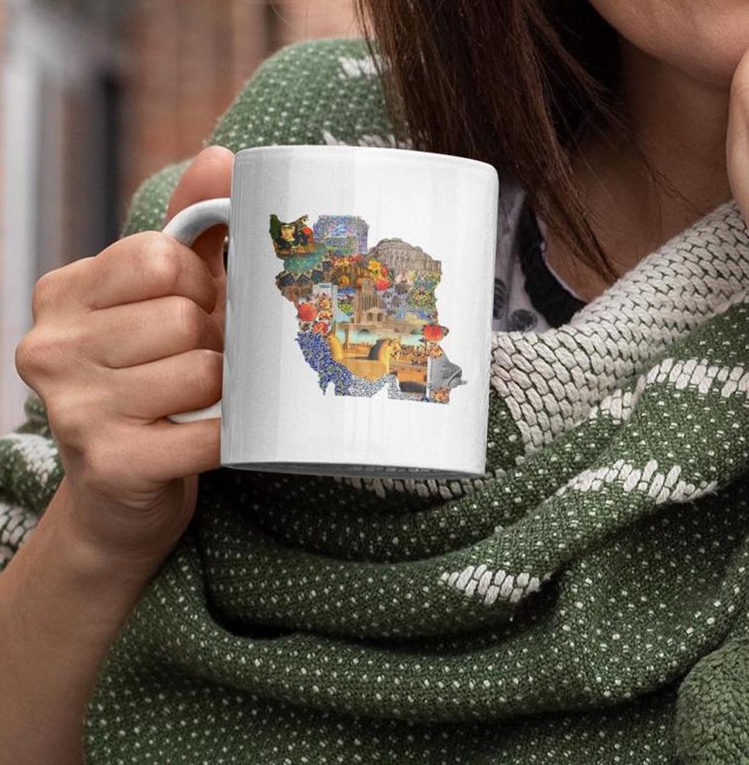 Persian Map Accented Ceramic Mug, Persian Empire Map Coffee Mug, Iran ...