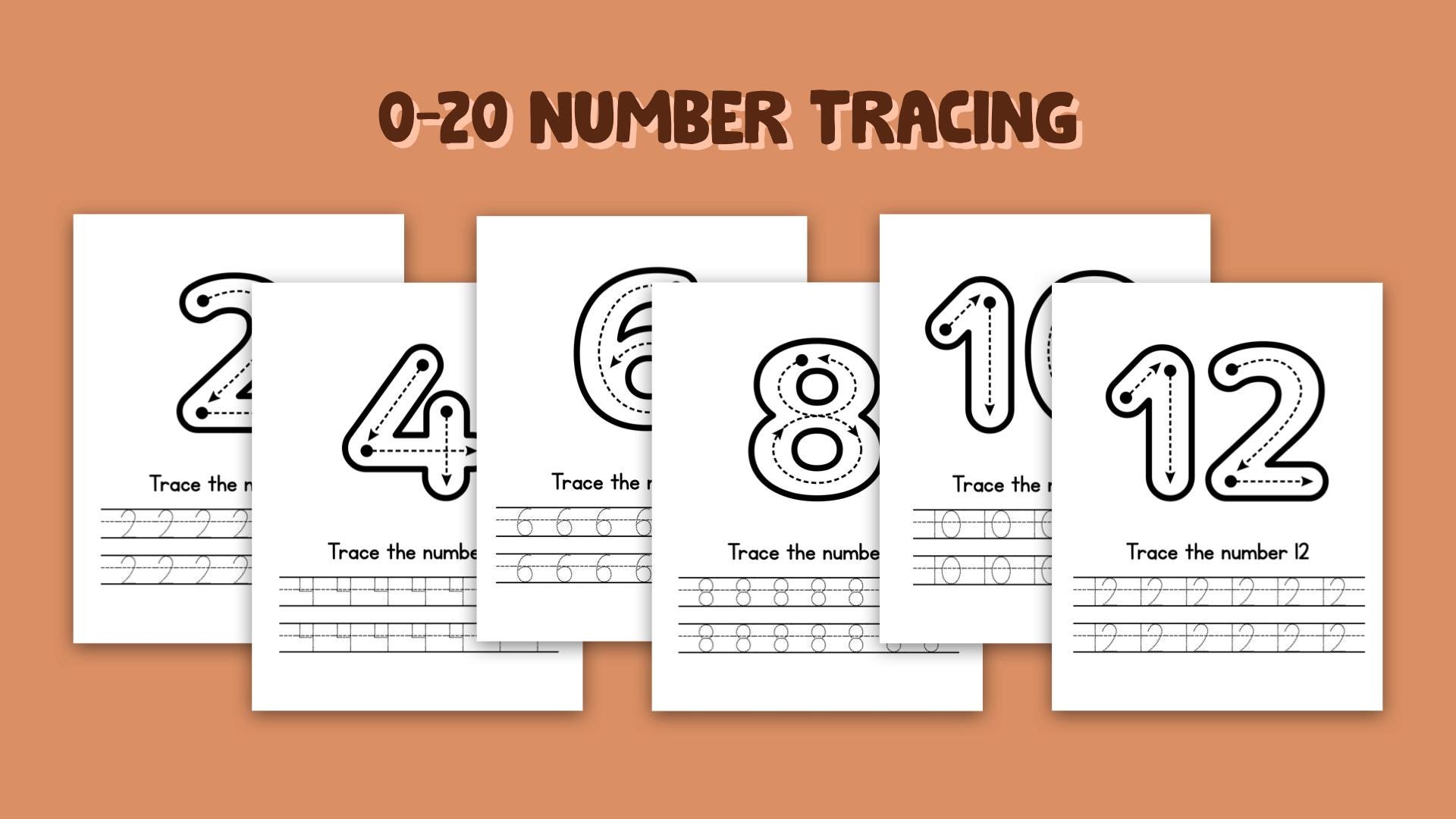 Number Tracing 0-20: Printable Activity for Preschoolers and ...