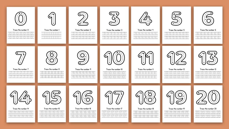 Number Tracing 0-20: Printable Activity for Preschoolers and ...