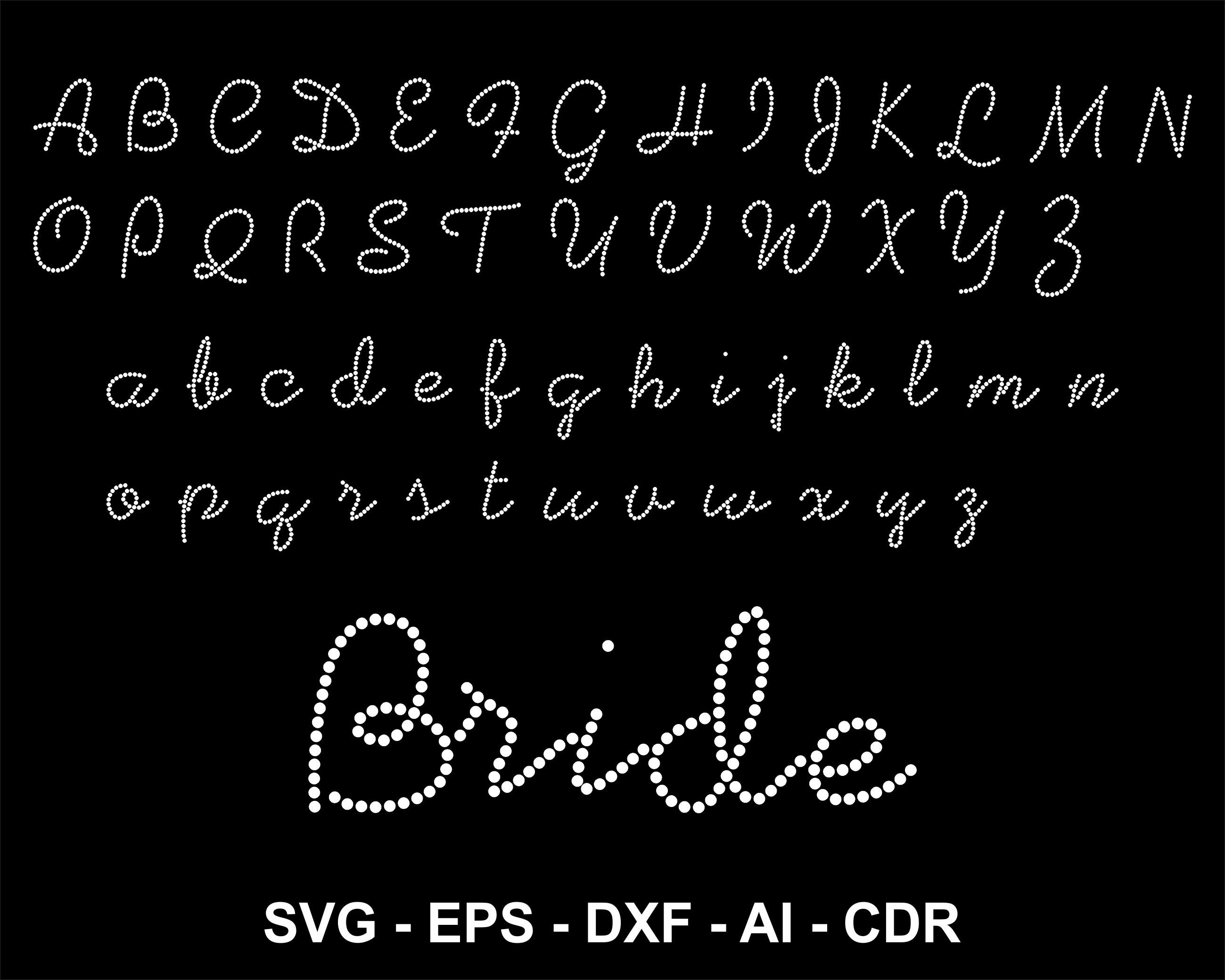 Elegant Fancy Script Font Rhinestones Alphabet Bride - Etsy