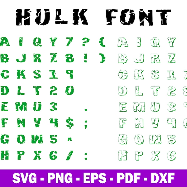 Hulk Font Svg - Etsy