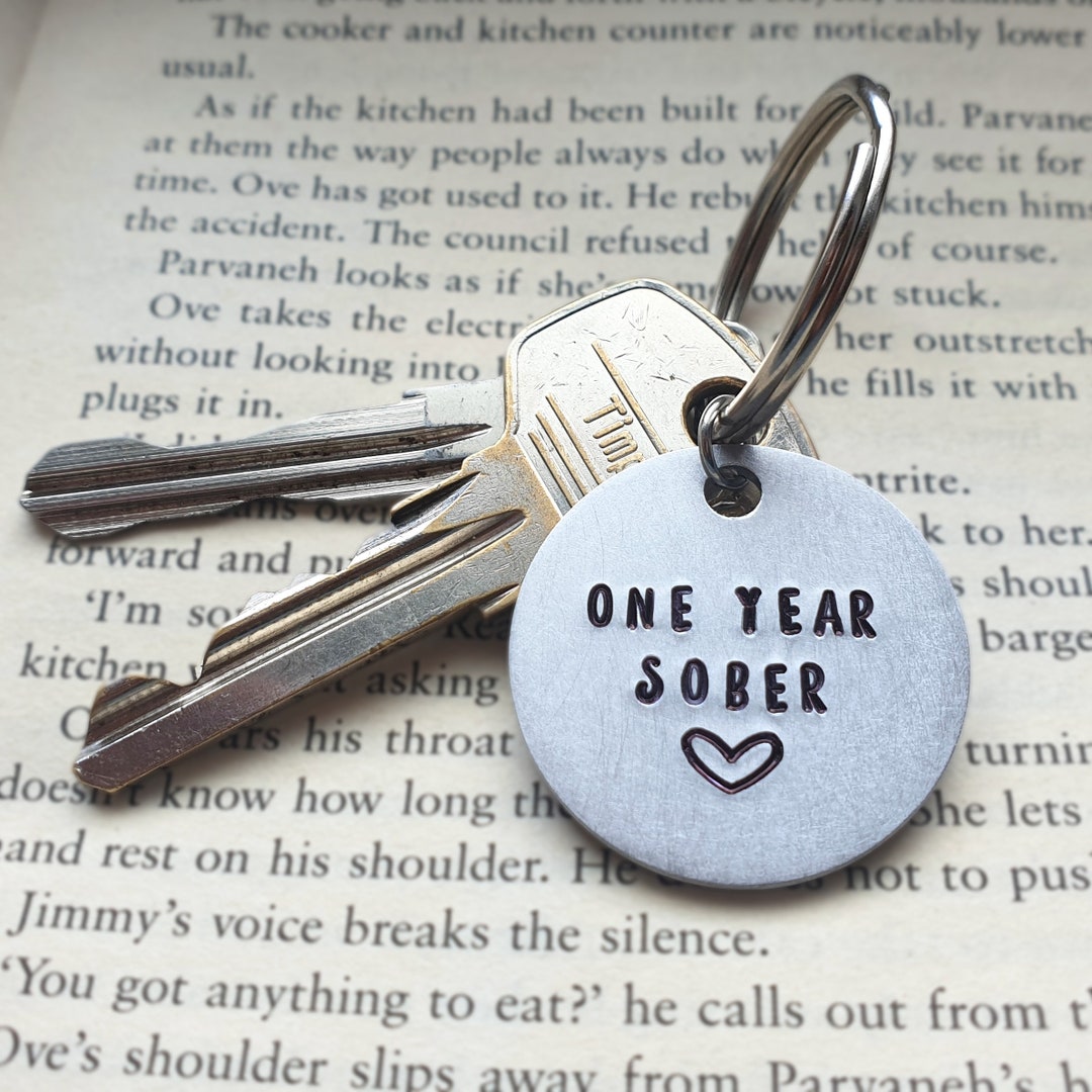 One Year Sober Keyring Keychain Sobriety Gift Congratulations AA Coin ...
