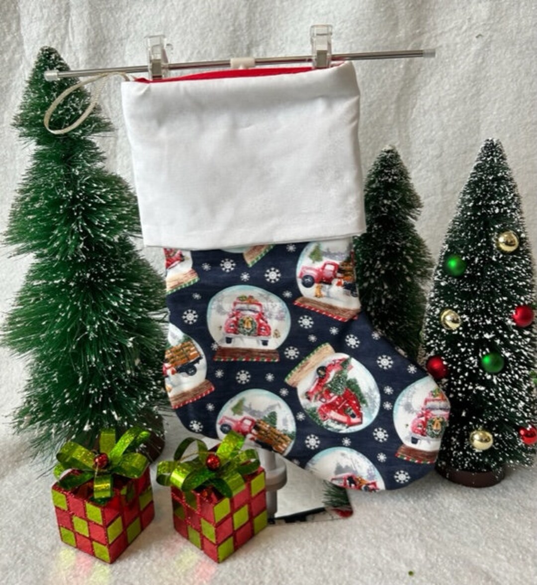 Christmas Red Truck Snow Globe Stockings - Etsy