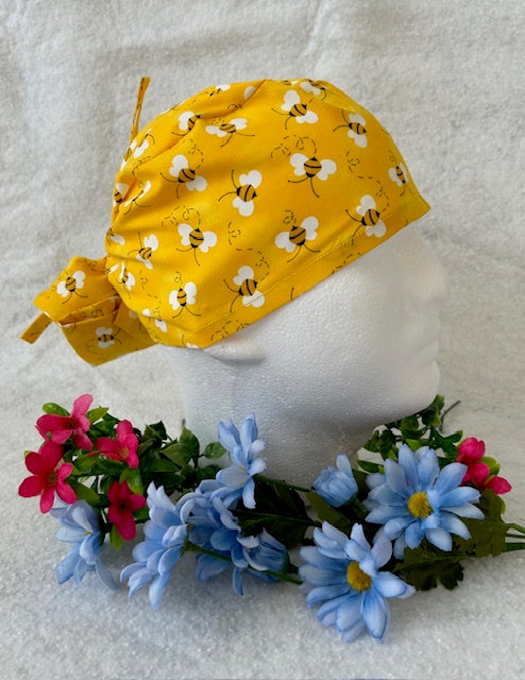 Bright Yellow Bun Cover Busy Bee Surgical Cap - Etsy